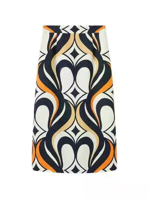 La DoubleJ Macro-Pattern Midi Skirt White