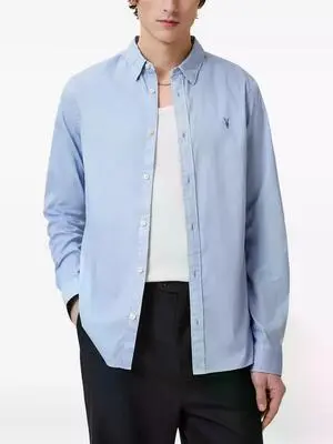ALLSAINTS Hawthorne Embroidered-logo Shirt - Blue