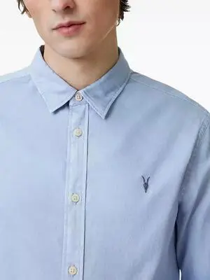 ALLSAINTS Hawthorne Embroidered-logo Shirt - Blue