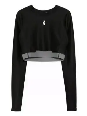 On Long-sleeve Crop Top - Black
