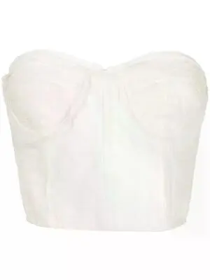 Goen.j Chiffon-trimmed Tweed Bustier Top - Neutrals