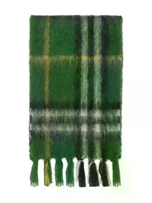 Burberry Checked Mohair Scarf - Green