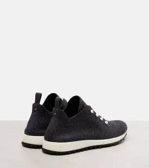 JIMMY CHOO Veles Embellished Cashmere Sneakers