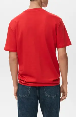 Mango Regular Fit Weight Cotton T-shirt - Red