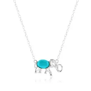 DONATELLO GIAN Sterling Silver Elephant Turquoise Pendant Necklace - Green
