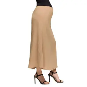 24SEVEN COMFORT APPAREL Maternity A-line Maxi Skirt - Nude