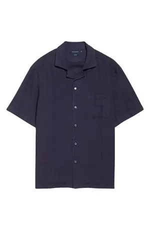 Thom Sweeney Linen Camp Shirt - Navy