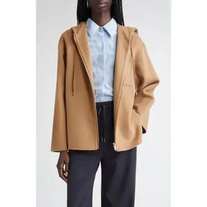 Max Mara Mini Virgin Wool Blend Hooded Jacket - Camel