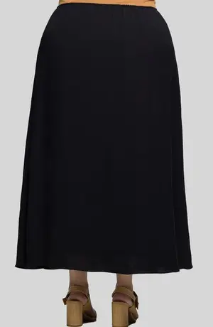 24SEVEN COMFORT APPAREL Solid Pull-on Maxi Skirt - Black