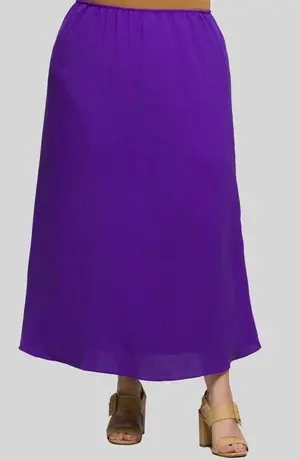 24SEVEN COMFORT APPAREL Solid Pull-on Maxi Skirt - Purple