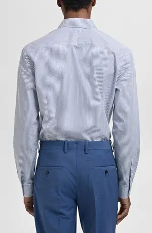 Mango Stripe Slim Fit Button-up Shirt - Blue