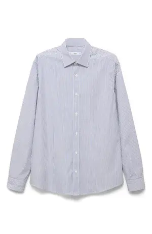 Mango Stripe Slim Fit Button-up Shirt - Blue