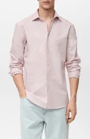 Mango Stripe Slim Fit Button-up Shirt Red