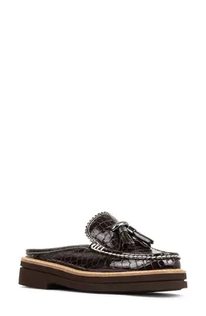 DONALD PLINER Tassel Embellished Mule Loafer - Dark Brown