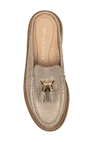 DONALD PLINER Tassel Embellished Mule Loafer - Praline