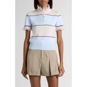 Alexander McQueen Lace Ruffle Stripe Polo