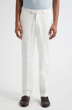 Thom Sweeney Flat Front Cotton Chinos