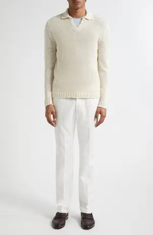 Thom Sweeney Flat Front Cotton Chinos