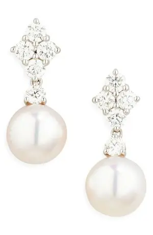Mikimoto Akoya Pearl & Diamond Stud Earrings - Pearl/ White Gold
