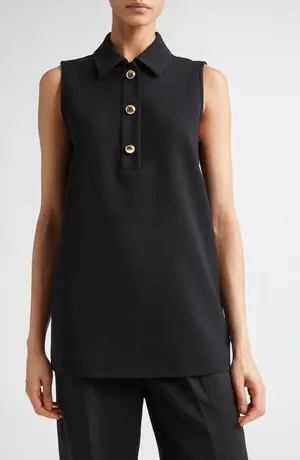 Max Mara Golf Sleeveless Cady Polo - Black