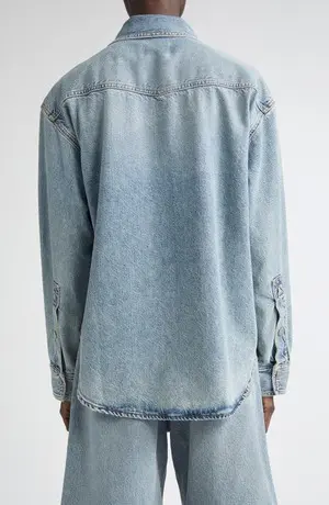 HAIKURE Belted Denim Snap-up Shirt