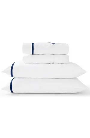 CHRISTY Beaumont Luxury Cotton Percale Sheet Set Bundles - Navy