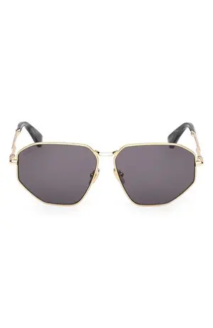 Max Mara Miller 54mm Navigator Sunglasses - Deep Gold/ Black Horn/ Smoke