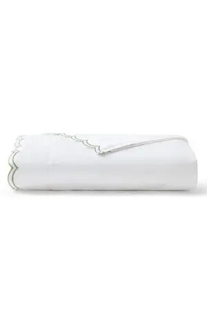 CHRISTY Scallop Edge Luxury Cotton Sateen Flat Sheets Matcha