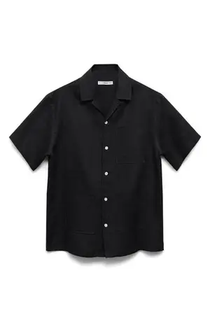 Mango Short Sleeve Linen Button-up Shirt