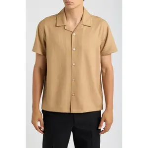 REISS Warwick Short Sleeve Woven Shirt - Camel