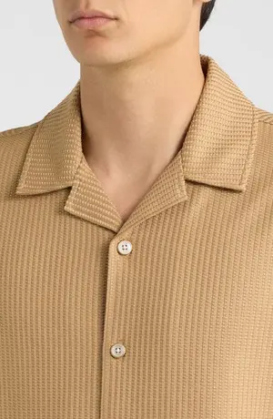 REISS Warwick Short Sleeve Woven Shirt - Camel