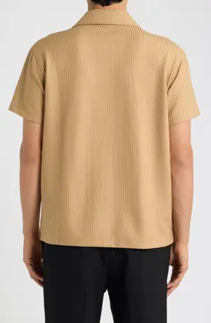 REISS Warwick Short Sleeve Woven Shirt - Camel