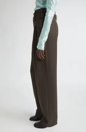 Monse Double Waistband Pleated Virgin Wool Trousers