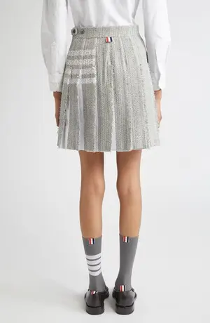 Thom Browne Pleated Tweed Miniskirt - Medium Grey