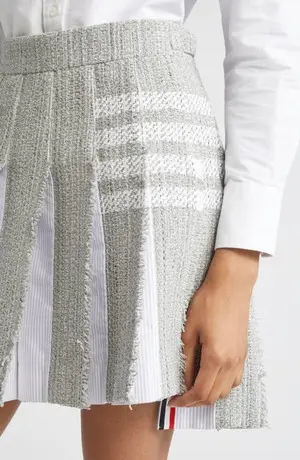 Thom Browne Pleated Tweed Miniskirt - Medium Grey
