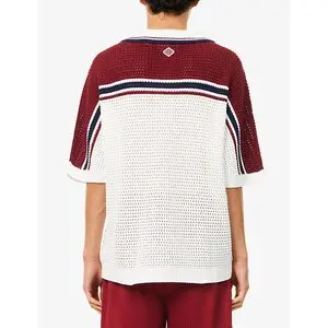 THE COUTURE CLUB Colour Block Crochet Knitted Top