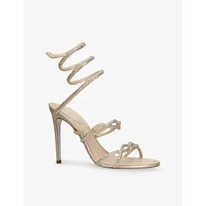 Rene Caovilla Cleo Twist 105 Crystal-embellished Heeled Sandals - Beige