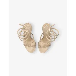 Rene Caovilla Cleo Twist 105 Crystal-embellished Heeled Sandals - Beige