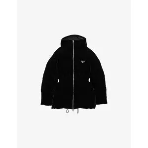 Prada Logo-badge Padded Velvet Down Jacket