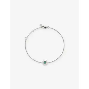 Monica Vinader 925 Sterling And Emerald Chain Bracelet - Silver
