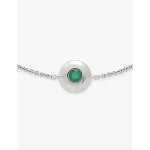 Monica Vinader 925 Sterling And Emerald Chain Bracelet - Silver