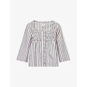DAMSON MADDER Leilani Square-neck Cotton Blouse