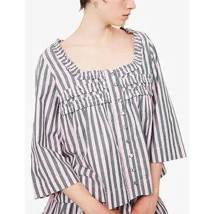 DAMSON MADDER Leilani Square-neck Cotton Blouse