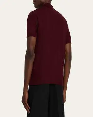 Orlebar Brown Classic-fit Pique Knit Short-sleeve Shirt - Damson