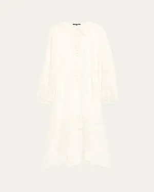 Kobi Halperin Yelle Pintuck Lace-inset Linen Midi Dress - Ivory