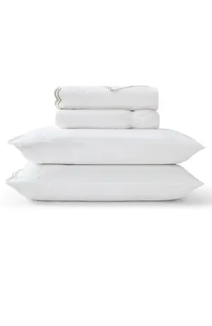 CHRISTY Scallop Edge Luxury Cotton Sateen Sheet Set Bundles - Matcha