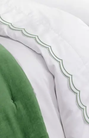 CHRISTY Scallop Edge Luxury Cotton Sateen Sheet Set Bundles - Matcha