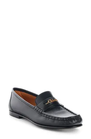 Chloé Logo Penny Loafer - Black