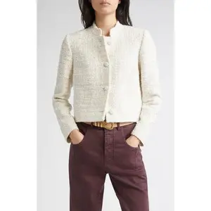 Eleventy Wool Blend Bouclé Tweed Crop Jacket