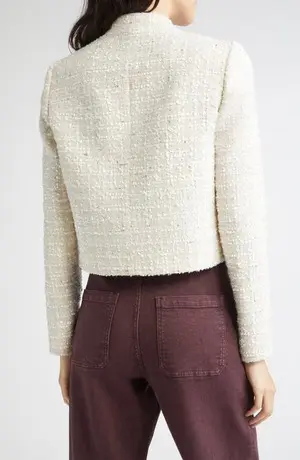 Eleventy Wool Blend Bouclé Tweed Crop Jacket